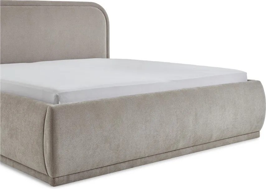 Béžová čalouněná dvoulůžková postel s úložným prostorem s roštem 180x200 cm Soma – Meise Möbel