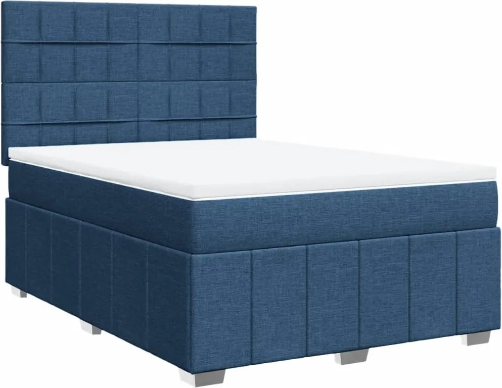 Box spring postel s matrací modrá 140x200 cm textil 3291697