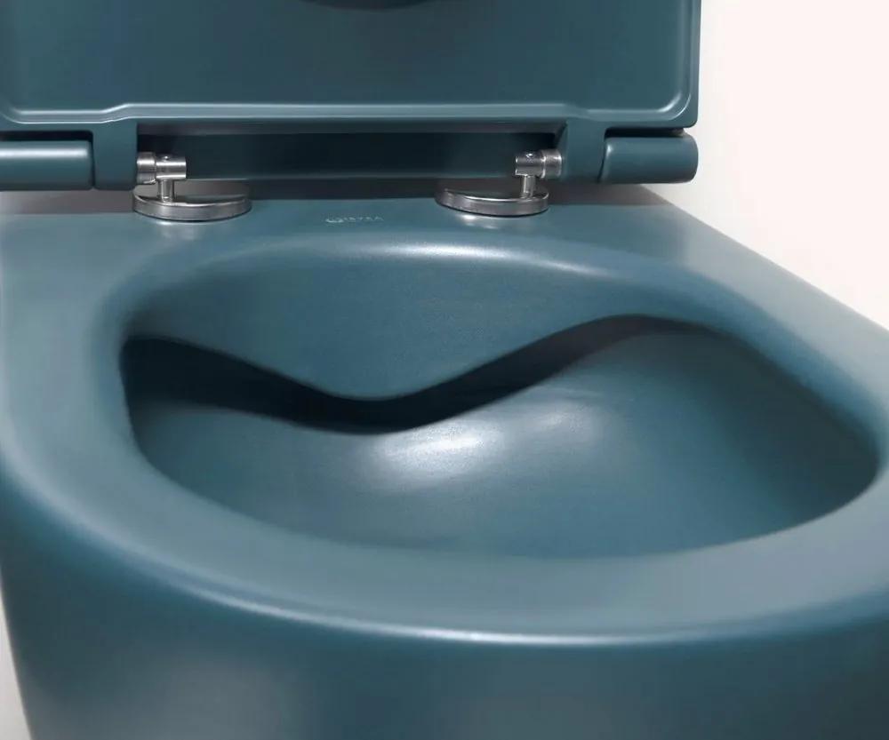Isvea INFINITY závěsná WC mísa, Rimless, 36,5x53cm, zelená petrol 10NF02001-2P