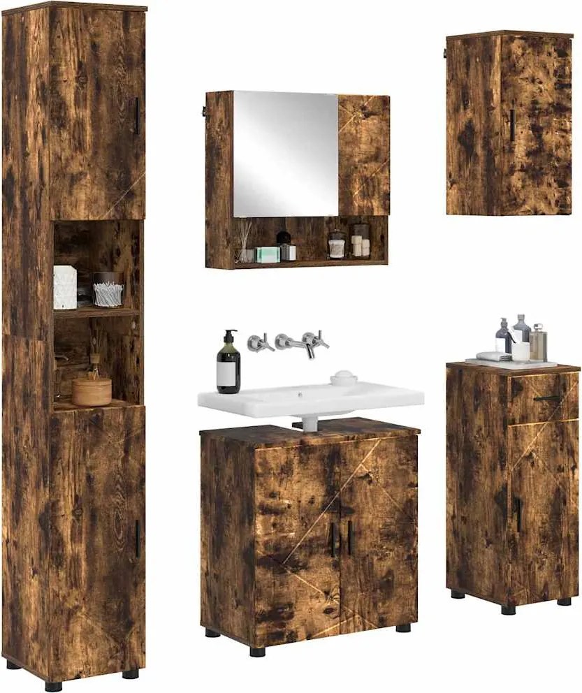Sada koupelnového nábytku 5 ks Kouřový dub 61 x 35 x 64 cm 3392998
