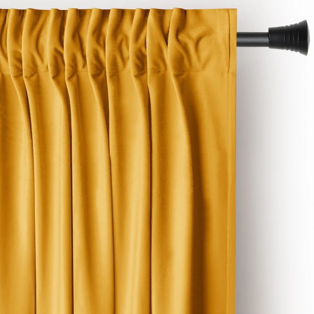 Žlutý sametový dimout závěs 140x245 cm Pleat – Restilo