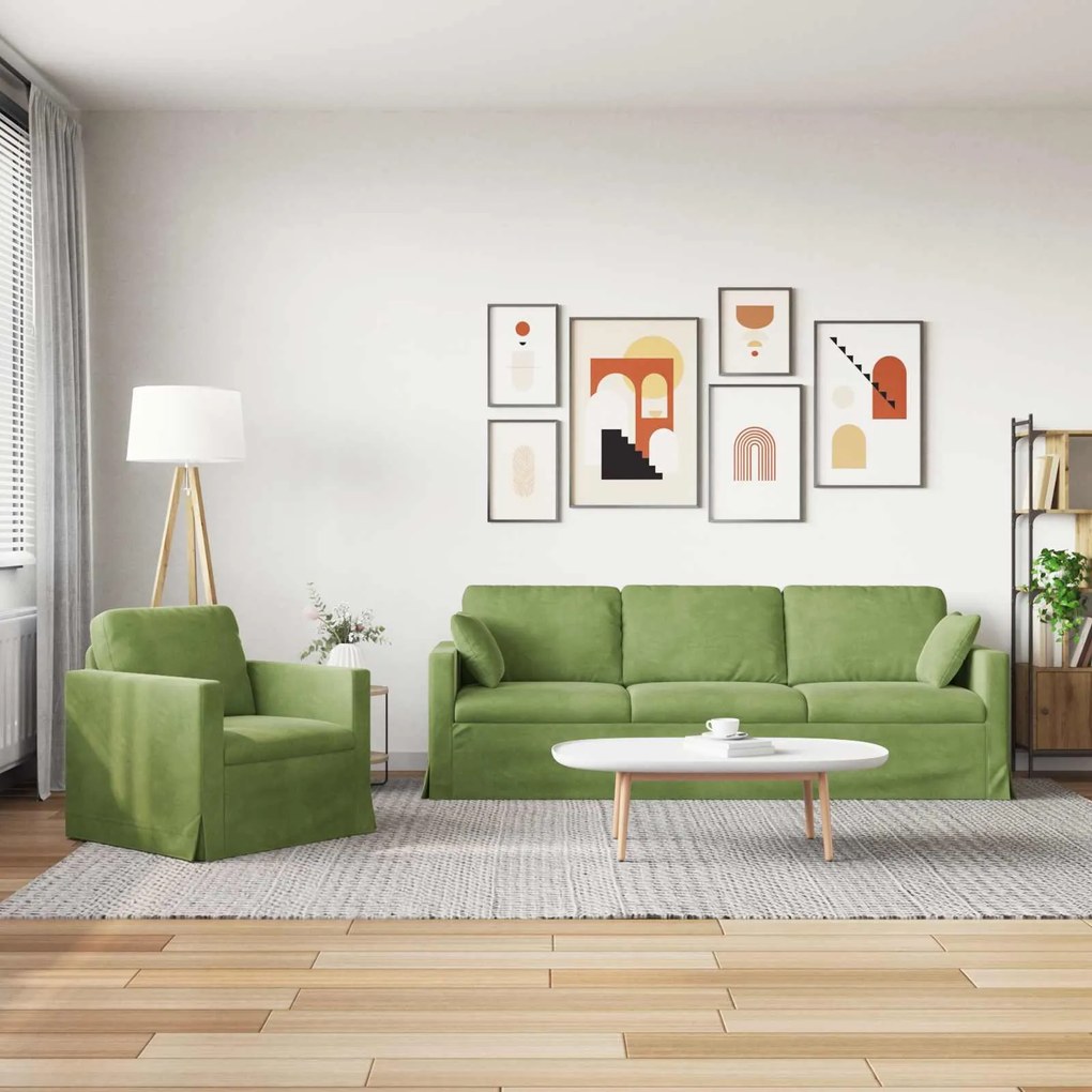 Set pohovek 2 ks Světlá zelená samet 3407628