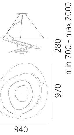 Artemide 1239010A Pirce sospensione halo, bílé designové závěsné svítidlo, 1x400W R7s, 97x94cm