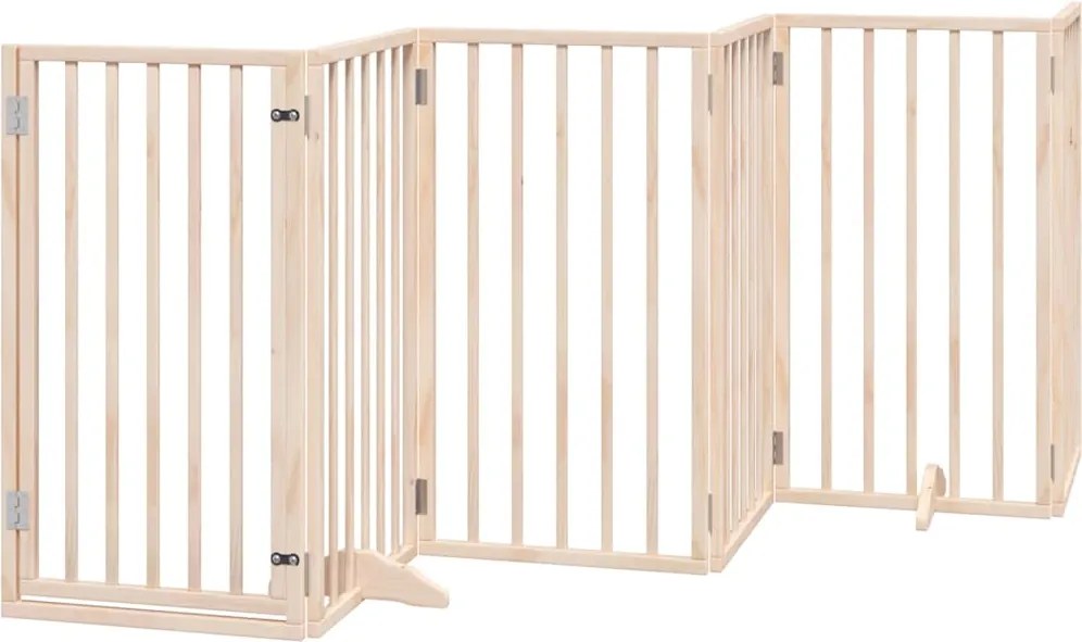 Zábrana pro psy s dvířky skládací 9 panelů 450 cm topol 3155532
