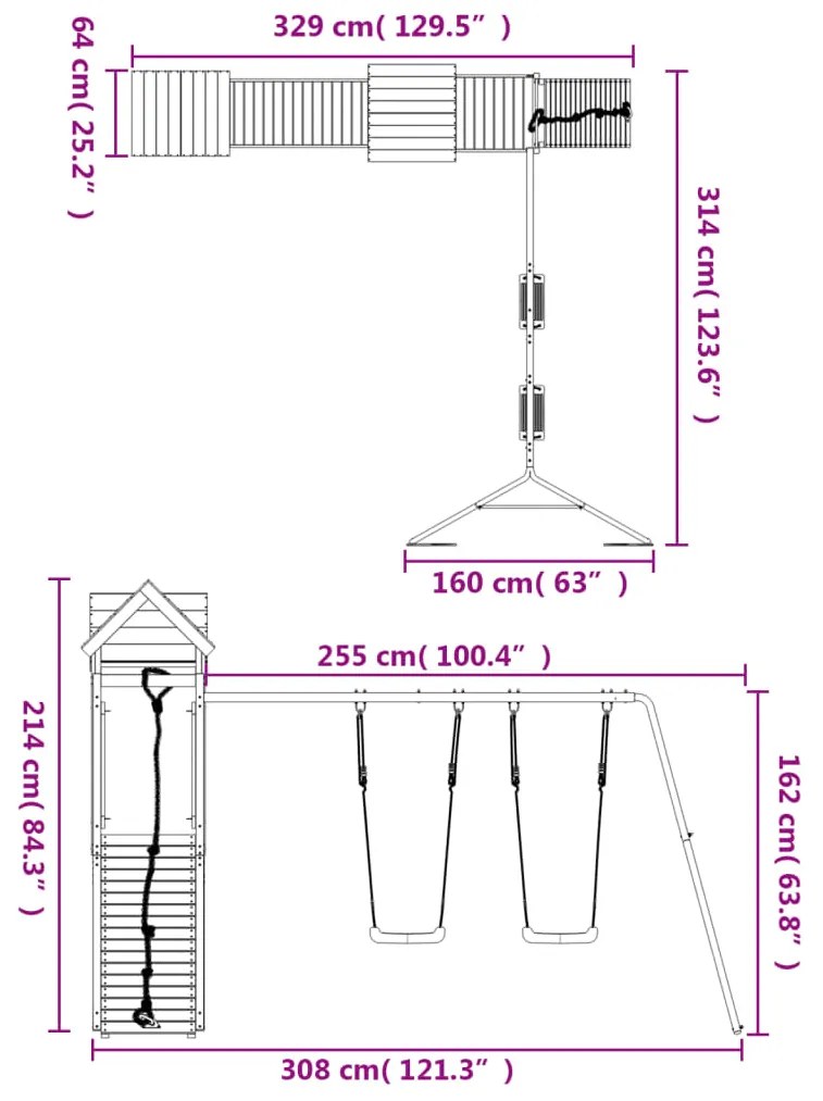 Dětské Hřiště Na Zahradu - Masivní borové dřevo