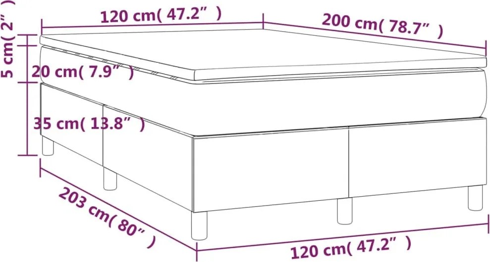 vidaXL Box spring postel s matrací 120x200 cm textil [3144508] Barva: Černá