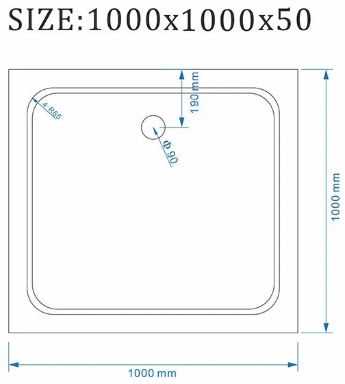 BPS-koupelny Čtvercová akrylátová sprchová vanička HYD-SSV-ST06A 100x100 černá