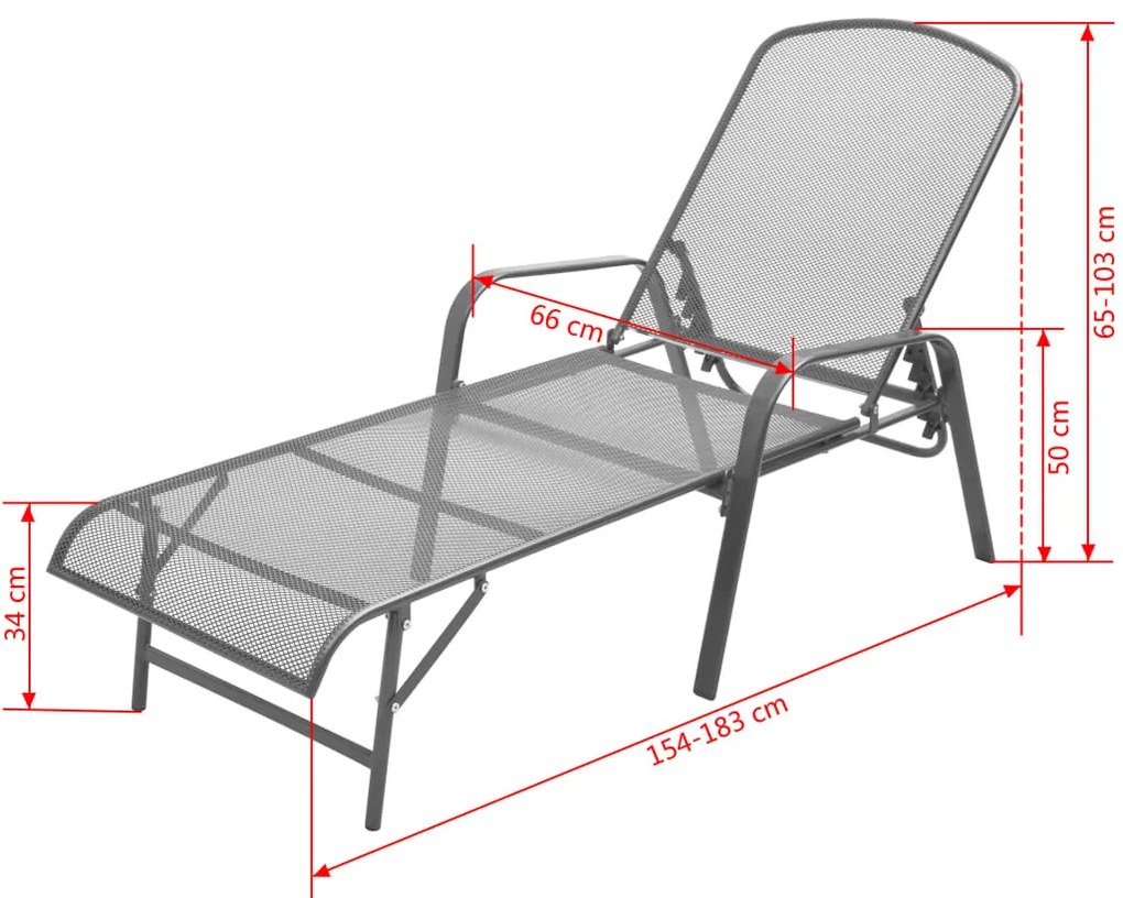vidaXL Marketos Zahradní lehátka 2 ks se stolkem ocelová antracitová