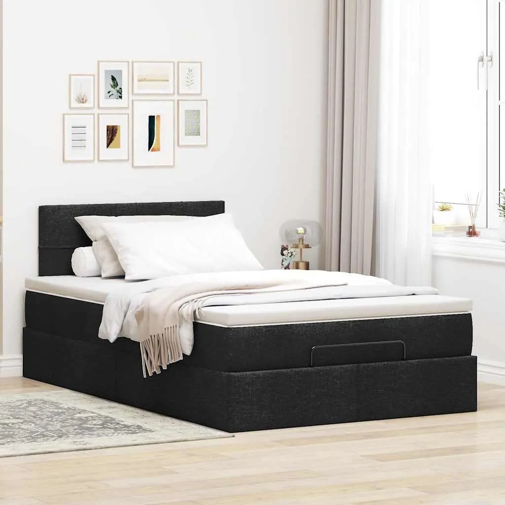 Osmanský postel s matrací černá 120x190 cm textil 3311444