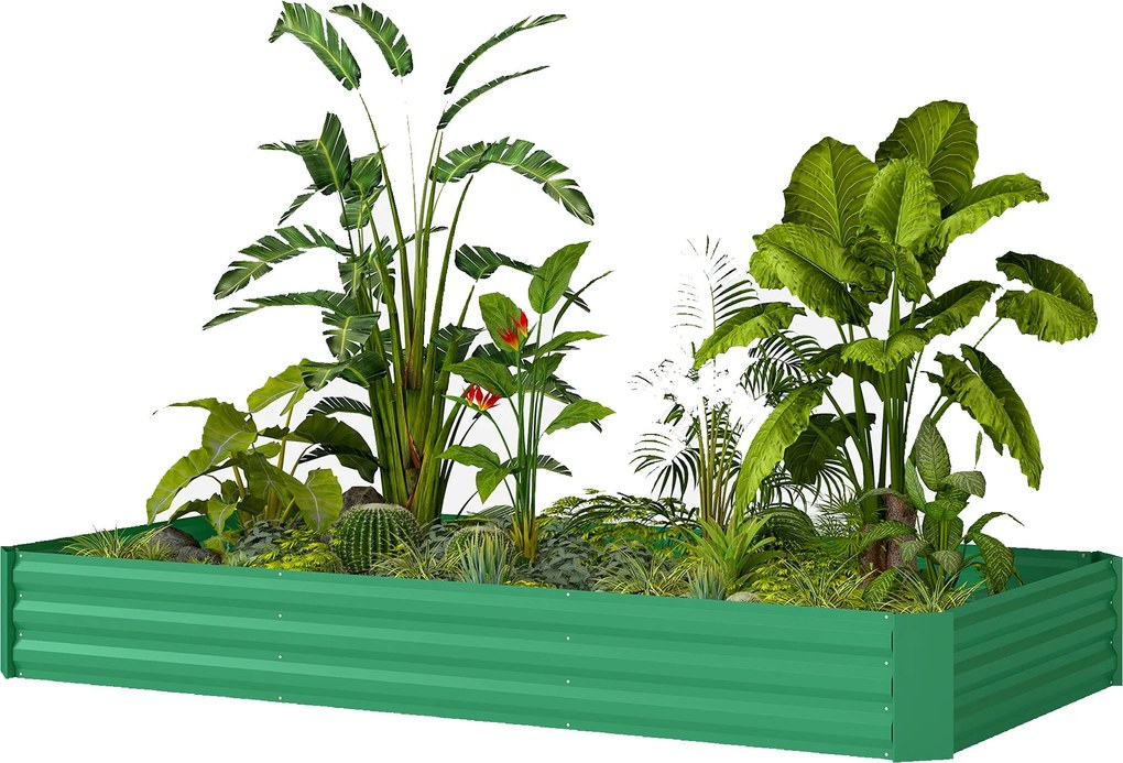 Outsunny venkovní vyvýšený záhon — obdélníkový záhon s bezpečným okrajem a otevřeným dnem pro květiny a bylinky, 240 × 120 × 30 cm | Aosom