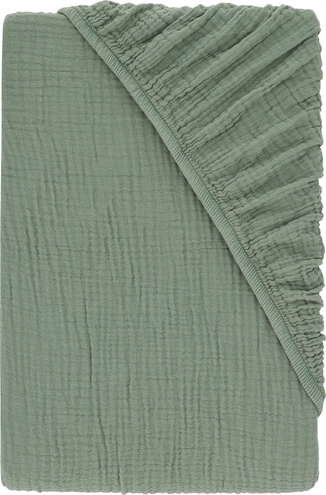 Livarno® Mušelínové napínací prostěradlo, 140-160 x 200 cm (zelená)