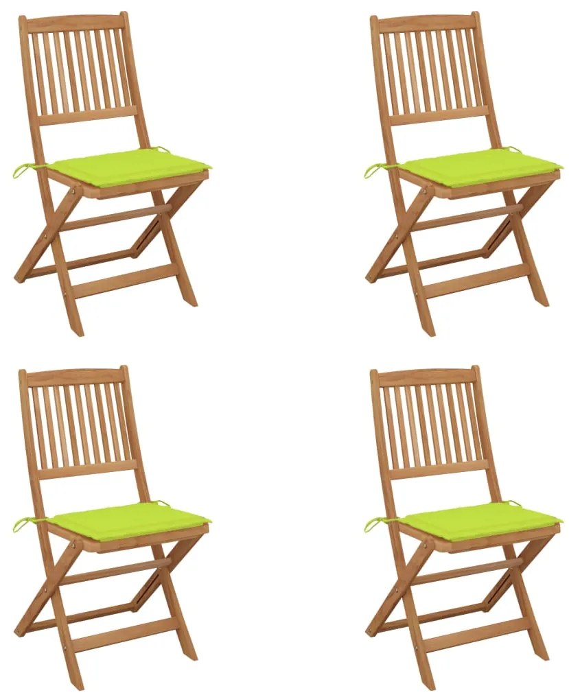 3064682 vidaXL Skládací zahradní židle s poduškami 4 ks masivní akáciové dřevo