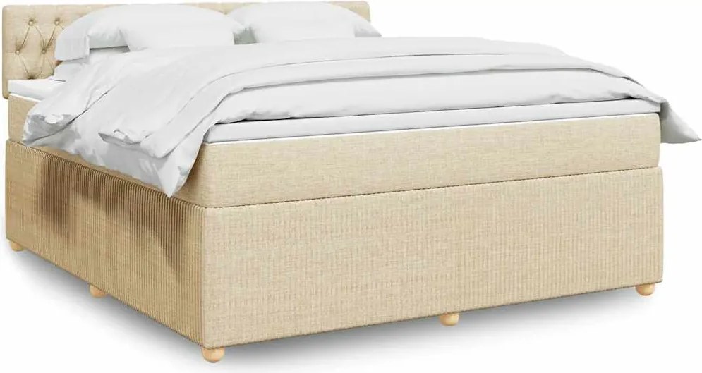 Box spring postel s matrací krémová 180x200 cm textil 3287547