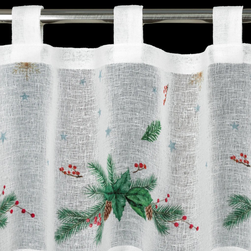 EUROFIRANY KRÁTKÁ VÁNOČNÍ ZÁCLONA NA POUTKÁCH XMAS1 30X150 CM VZOROVANÁ
