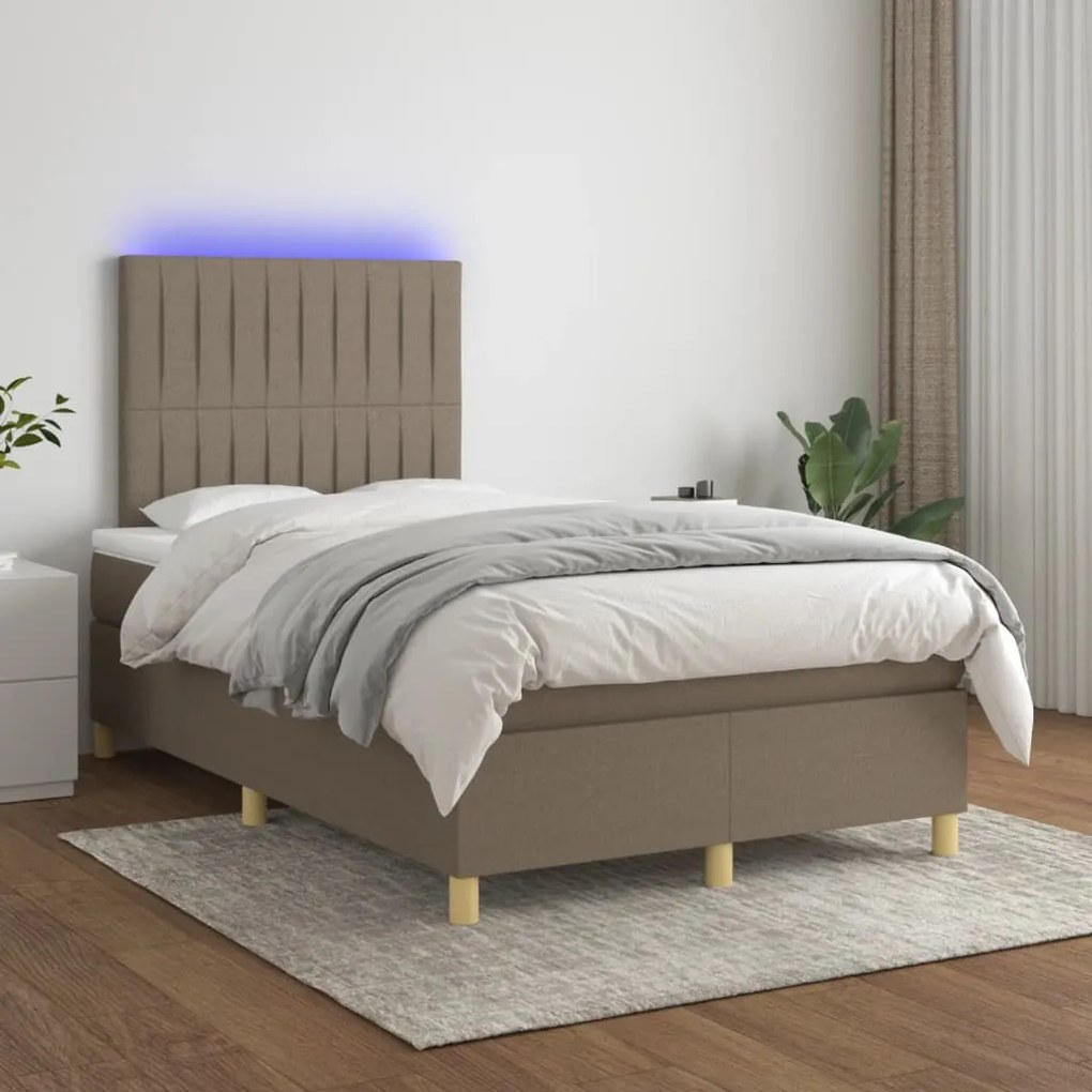Box spring postel s matrací a LED taupe 120 x 200 cm textil 3135585