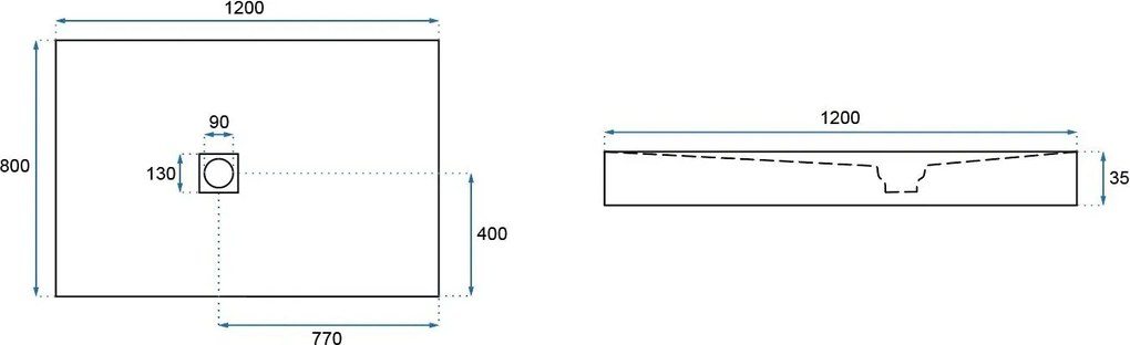 Rea BLACK ROCK- Akrylátová sprchová vanička 80 x 120 x 3,5 cm + sifon, černá, REA-K4579