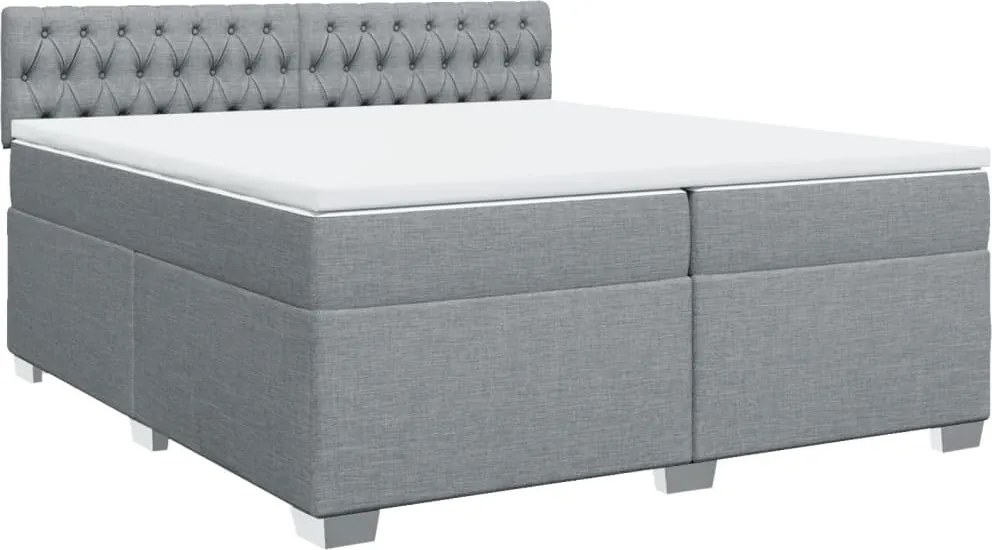 Box spring postel s matrací světle šedá 200 x 200 cm textil 3286002