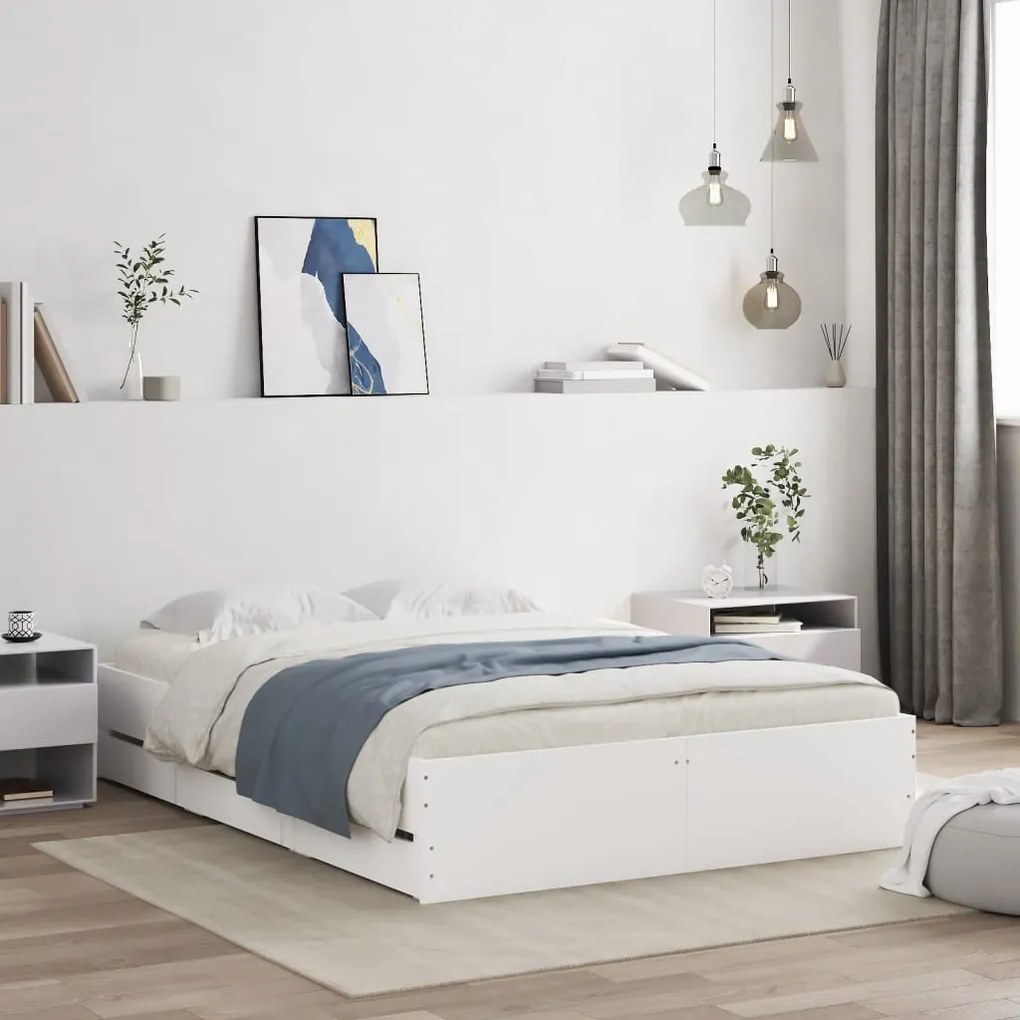 Rám postele se zásuvkami bílý 120 x 200 cm kompozitní dřevo 3207280
