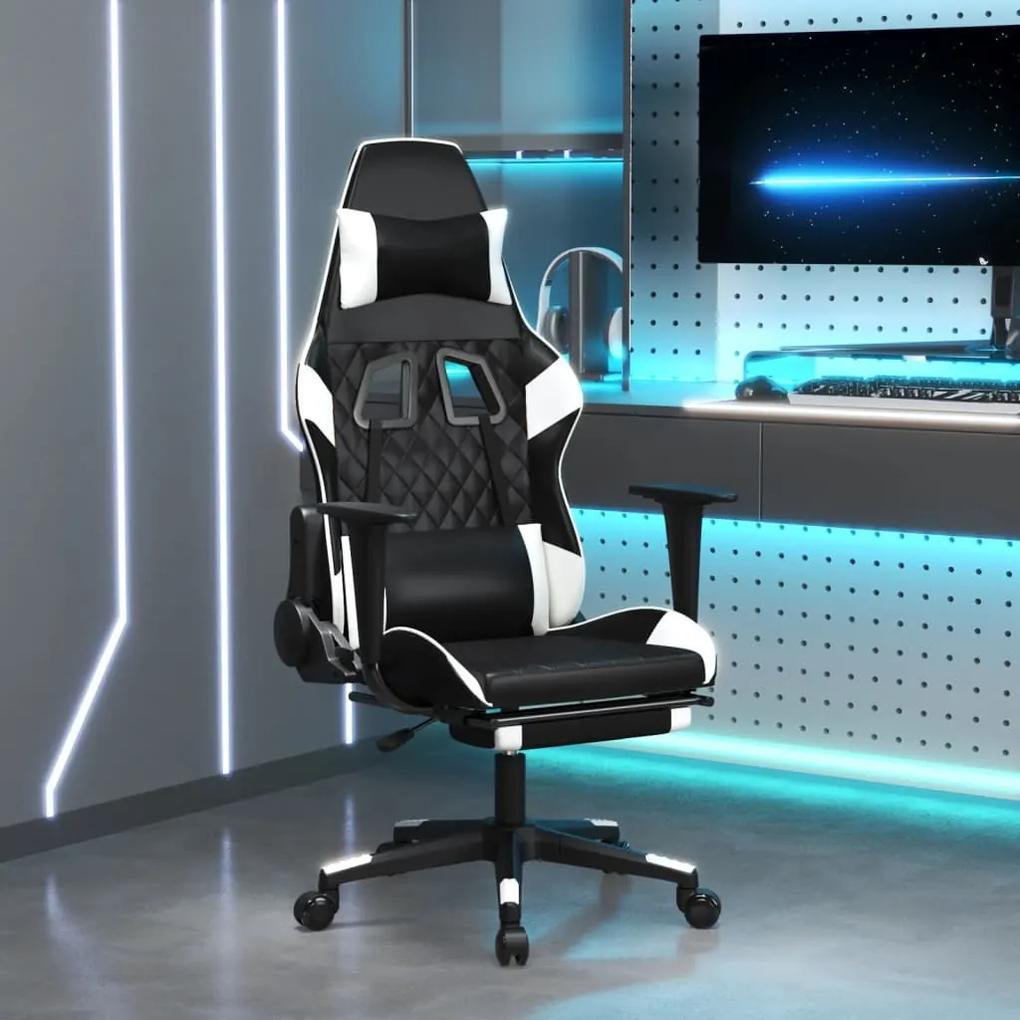 vidaXL Herní židle s podnožkou umělá kůže [3143767] Barva: Bílá a černá