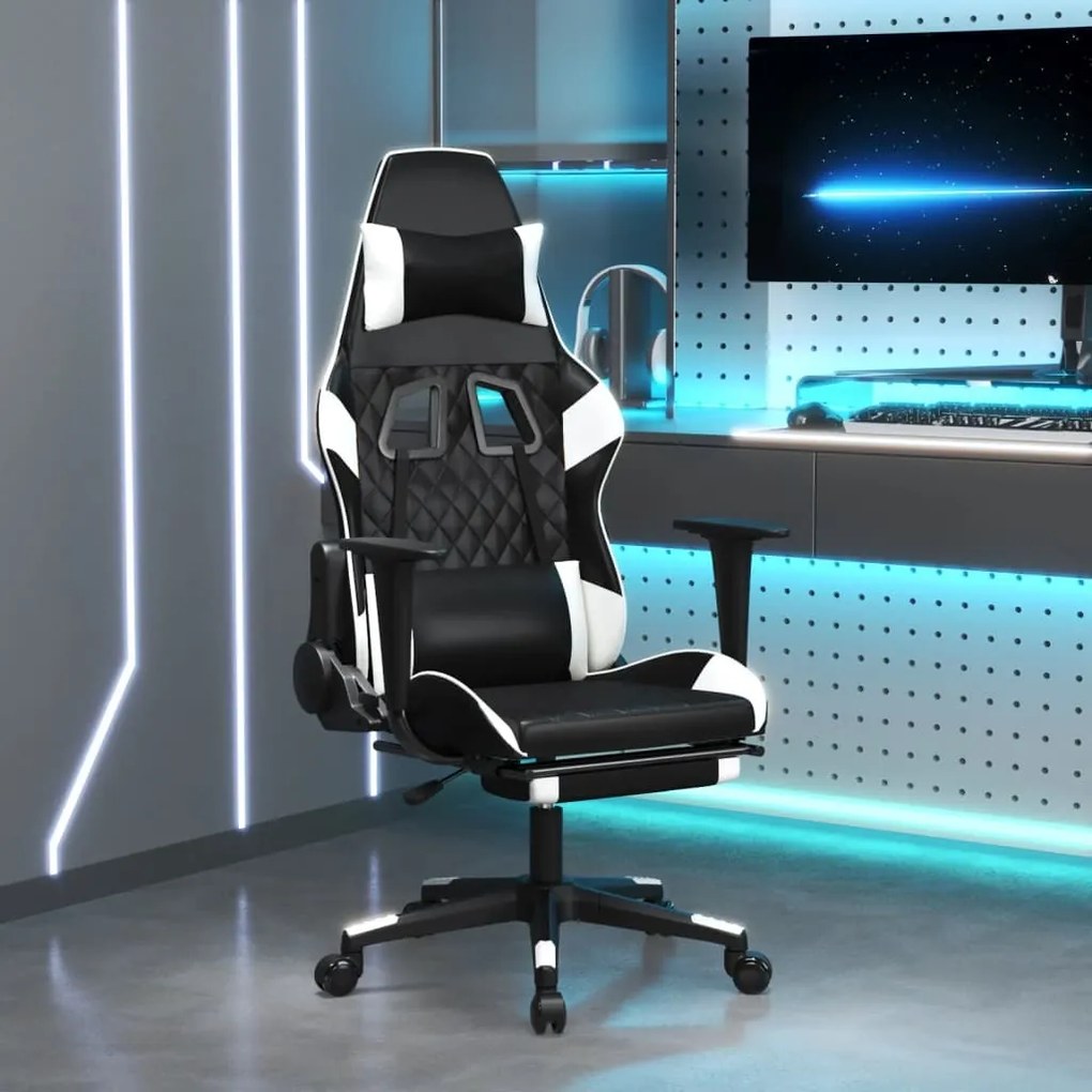 vidaXL Herní židle s podnožkou umělá kůže [3143767] Barva: Černá a šedá