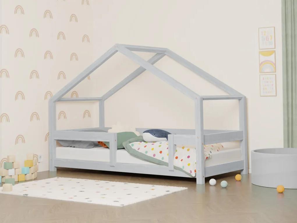 Benlemi Dětská domečková postel LUCKY s pevnou bočnicí Barva: Cihlová, Rozměr: 90 x 200 cm