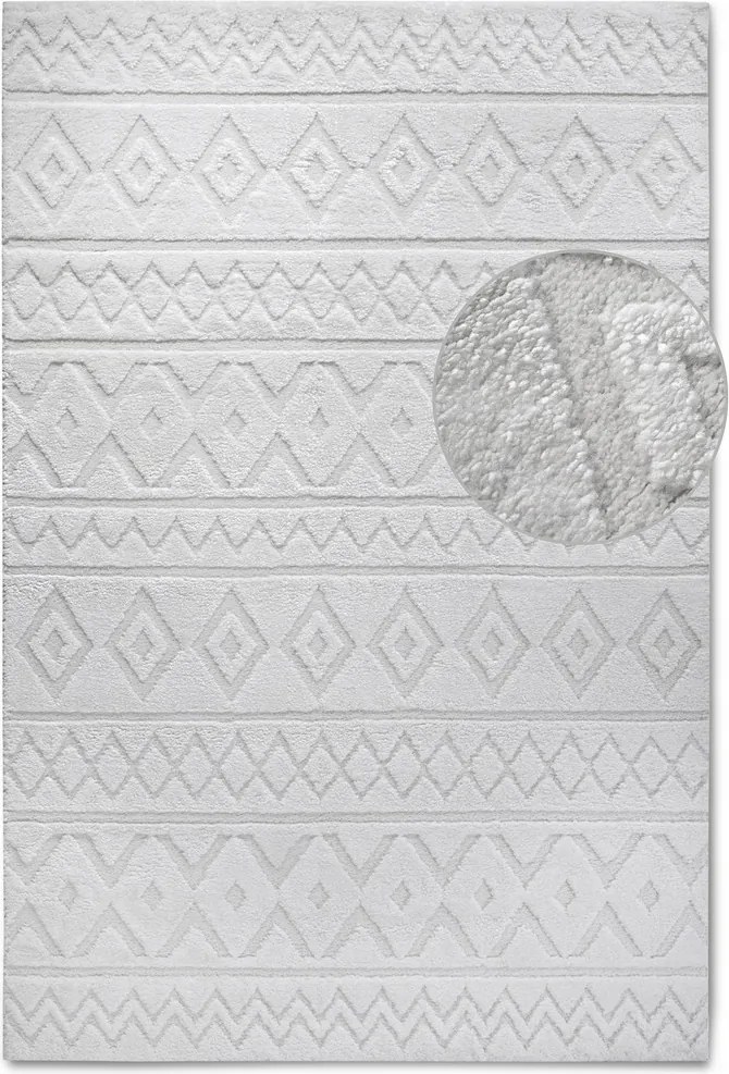 Koberec do obývacího pokoje 160 x 235 cm, plyšové štětiny krémové barvy, vyřezaný měkký