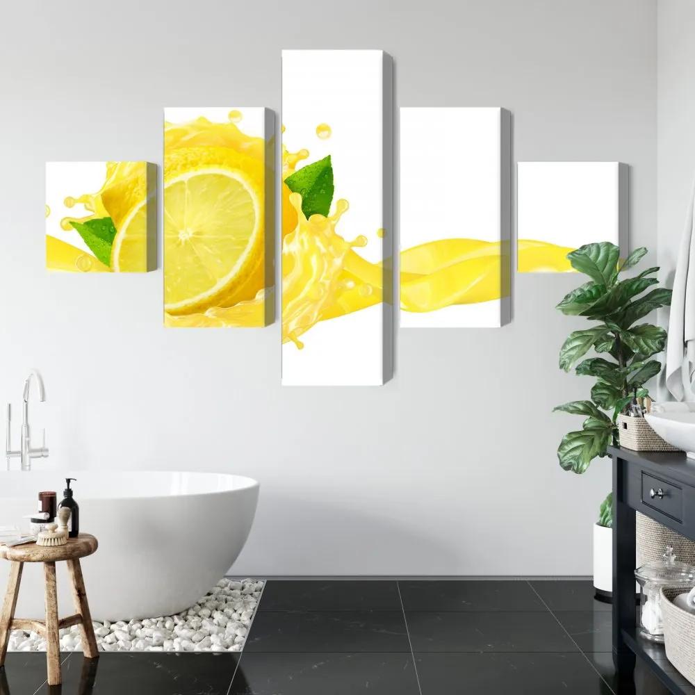 Vícedílný obraz Čerstvá Citronová Šťáva Nedostatek Nedostatek Přírodní plátno 150x90