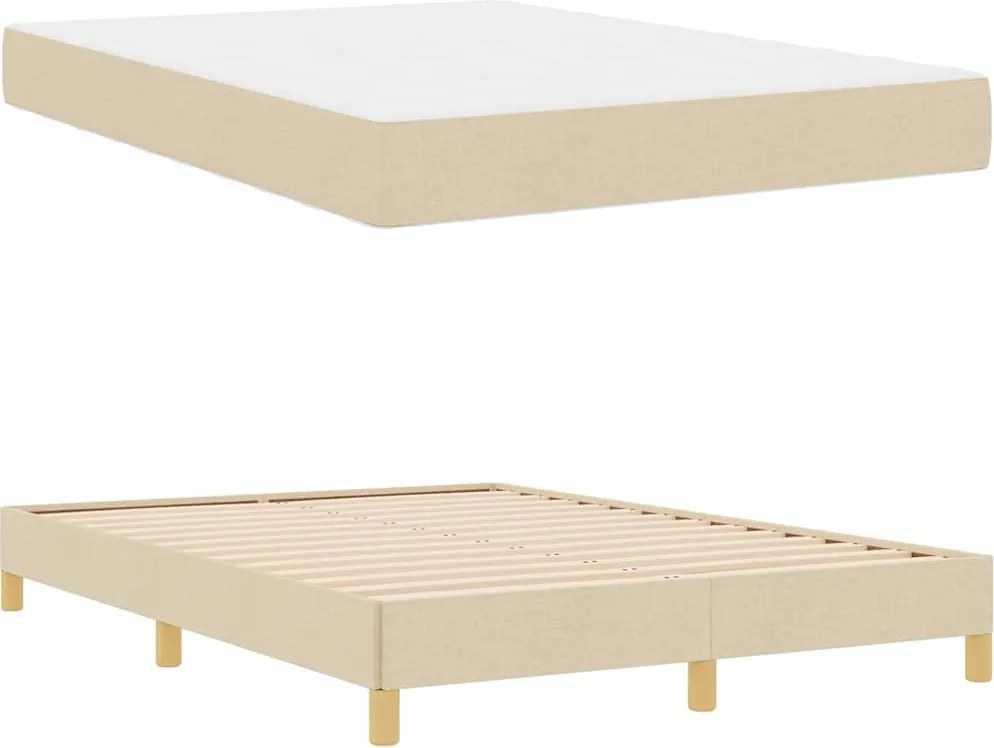 Postel s boxspringem s matrací Krémová 140 x 190 cm textil 3398568