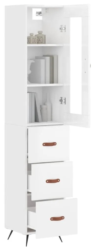 Skříň highboard bílá s vysokým leskem 34,5x34x180 cm kompozit,  3199211