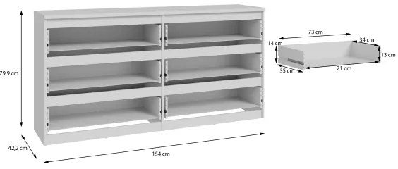 Komoda se zásuvkami MAO bílá