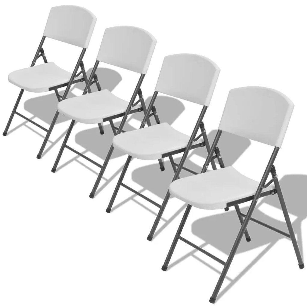 42458 vidaXL Skládací zahradní židle 4 ks ocel a HDPE bílé