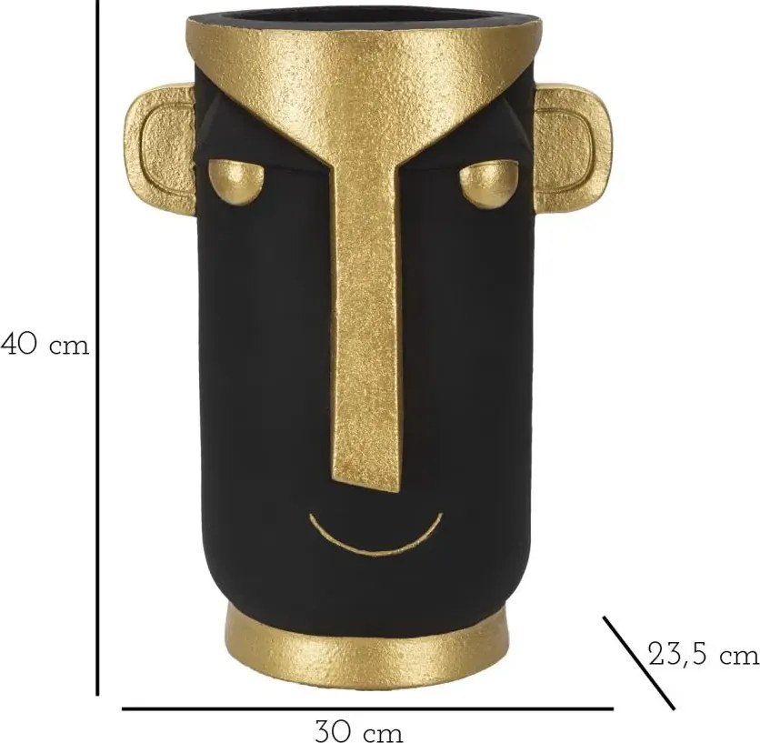 Váza Tribal 40 cm černá/zlatá