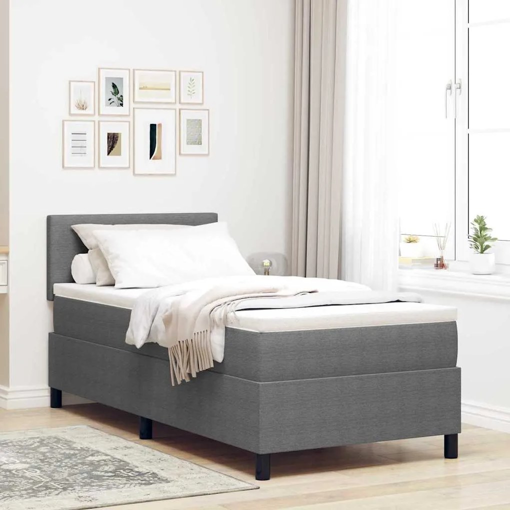 Postel s boxspringem s čelo Světle šedá a bílá 100 x 200 cm 3337499