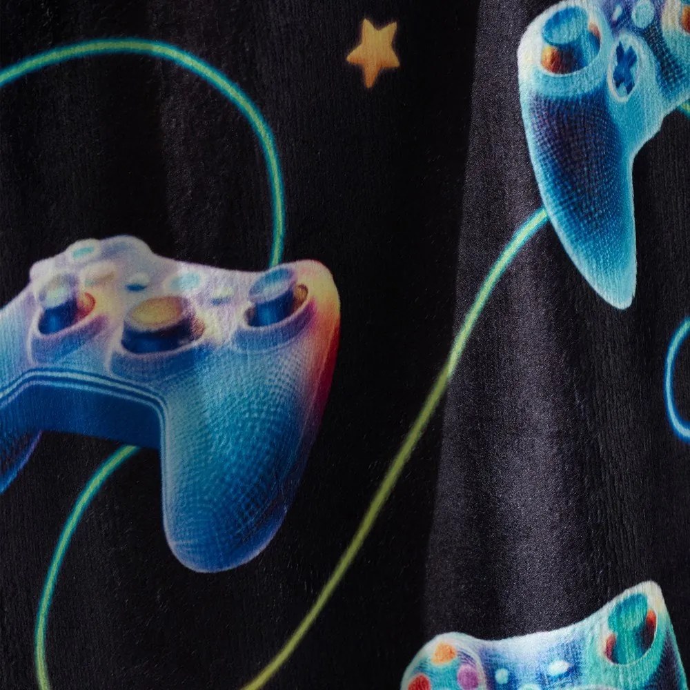 Černá/modrá dětská deka z mikroplyše 130x170 cm Gamer – Catherine Lansfield