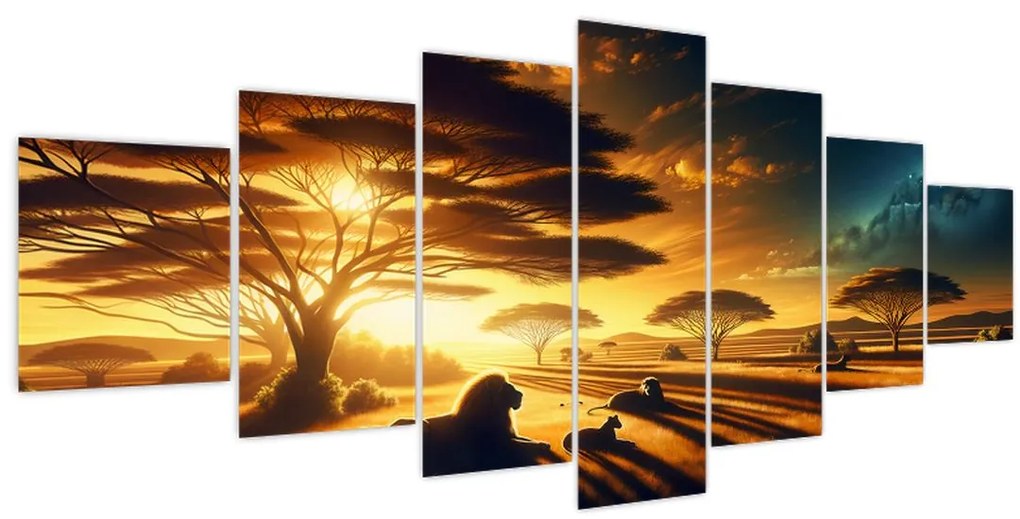 Obraz - Odpočívající lvi (210x100 cm)