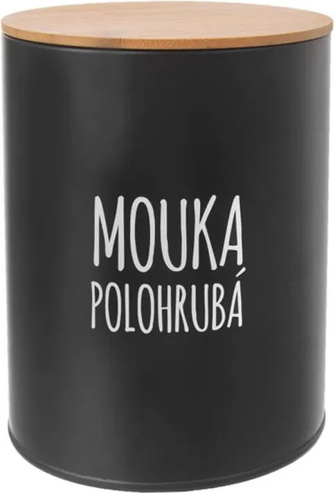 Kulatá plechová dóza POLOHRUBÁ MOUKA Black