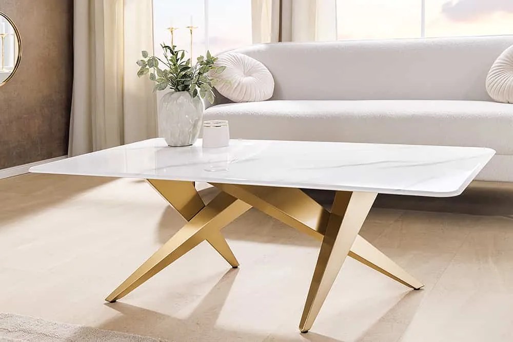 Keramický konferenční stolek Zephyra 130 cm bílý