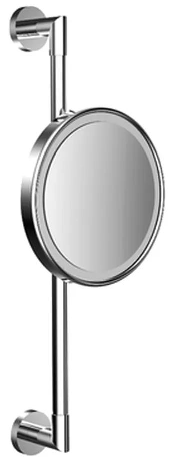 Emco Cosmetic mirrors Pure LED - Nástěnné kulaté LED-holící a kosmetické zrcadlo s přepínačem točnice a šroubový kabel, 3 násobné zvětšování, chrom 109406014