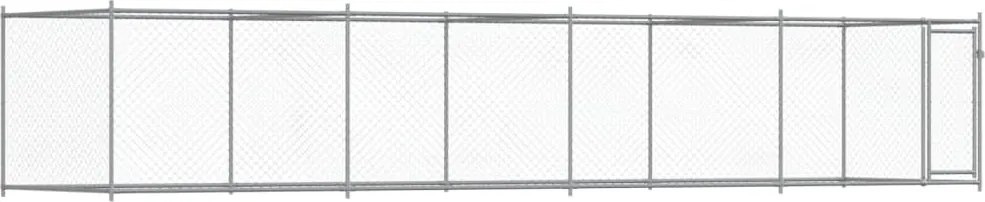 Klec pro psy s dvířky šedá 8 x 2 x 1,5 m pozinkovaná ocel 3209580
