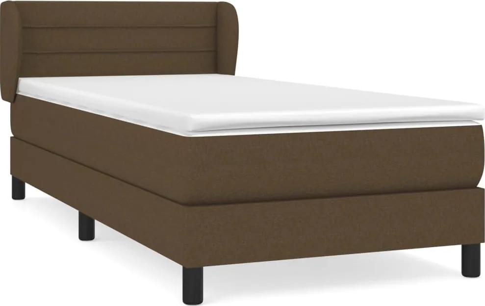 vidaXL Box spring postel s matrací 90x200 cm textil [3126296] Barva: tmavě hnědá
