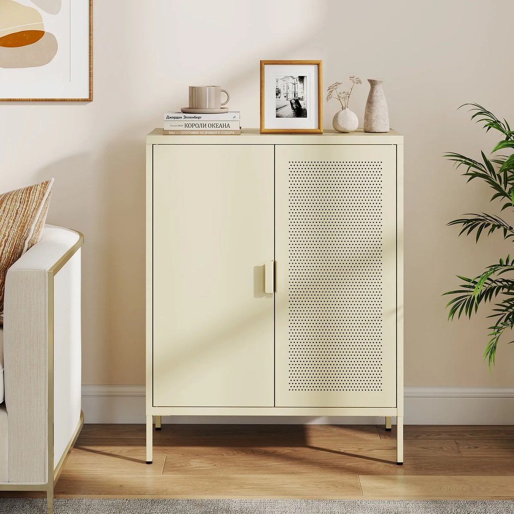 Costway Kovová skříň s nastavitelnou policí, kartotéka s – 80 × 35 × 102 cm
