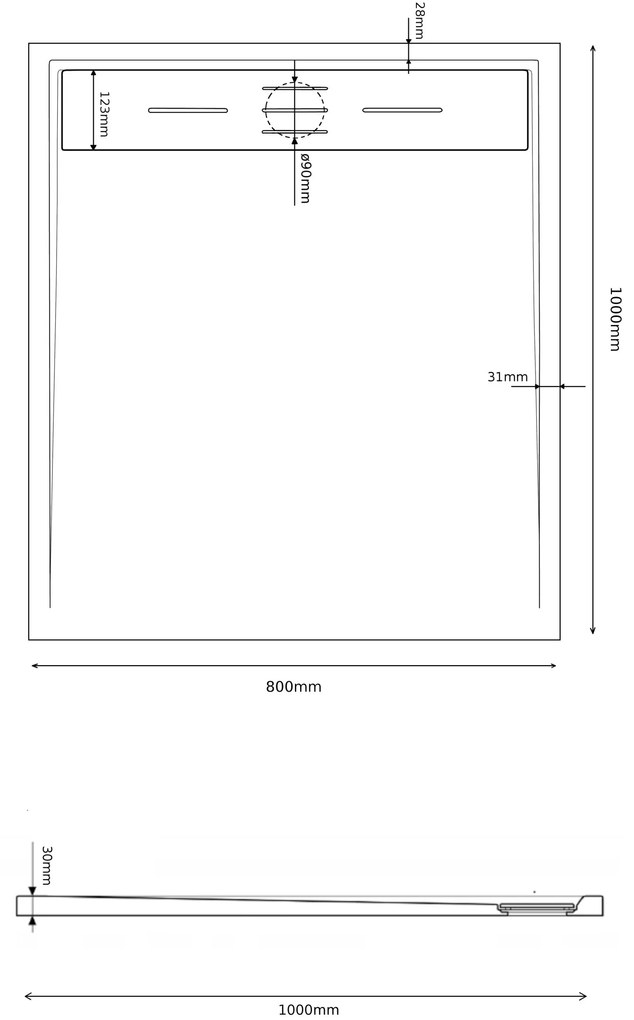 Erga Almac, SMC sprchová vanička 100 x 80 x 3 cm, černá matná, ERG-GMA-AL-80100BK