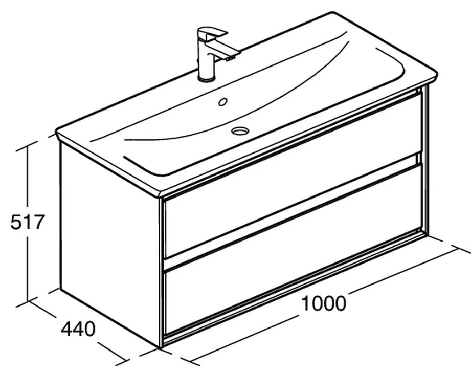 Ideal Standard Connect Air- Skříňka pod umyvadlo 100cm, 2 zásuvky, Lesklý bílý + matný světle šedý lak E0821KN