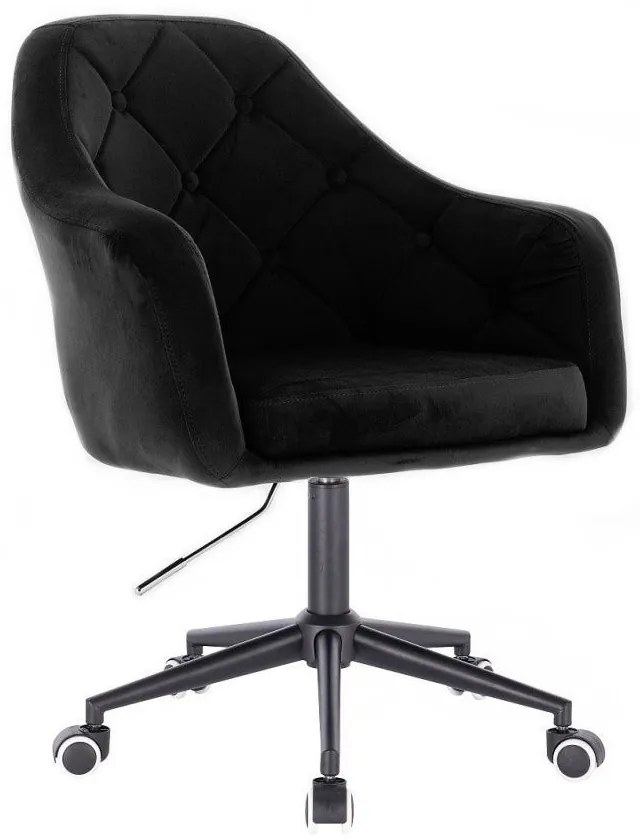 LuxuryForm DESIGN Otočné křeslo ANDORA VELUR na černé podstavě s kolečky - černé