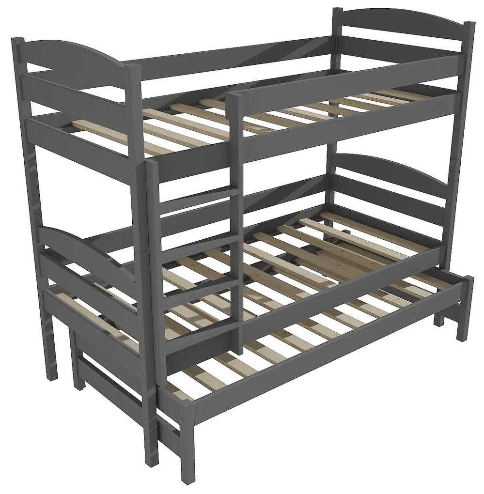 Vomaks Patrová postel s výsuvnou přistýlkou PPV 009 Rozměr: 90 x 200 cm, Barva: barva šedá, Prostor mezi lůžky: 80 cm