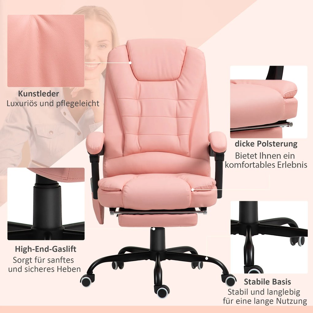 Kancelářská židle Vinsetto se 7bodovou masáží, ergonomická kancelářská židle s funkcí polohování, výškově nastavitelná manažerská židle s dálkovým ov…