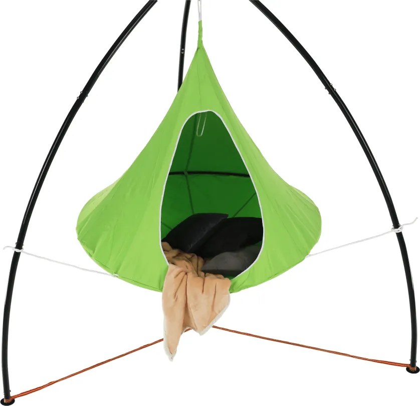 Závěsné houpací křeslo, zelená, KLORIN NEW KLASIK CACOON HAMMOCK
