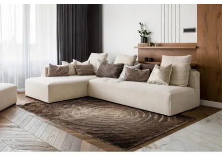 Moderní koberec FLIM 008 B7 shaggy, kruhovýy Strukturální hnědý velikost 80x150 cm | krásné koberce cz