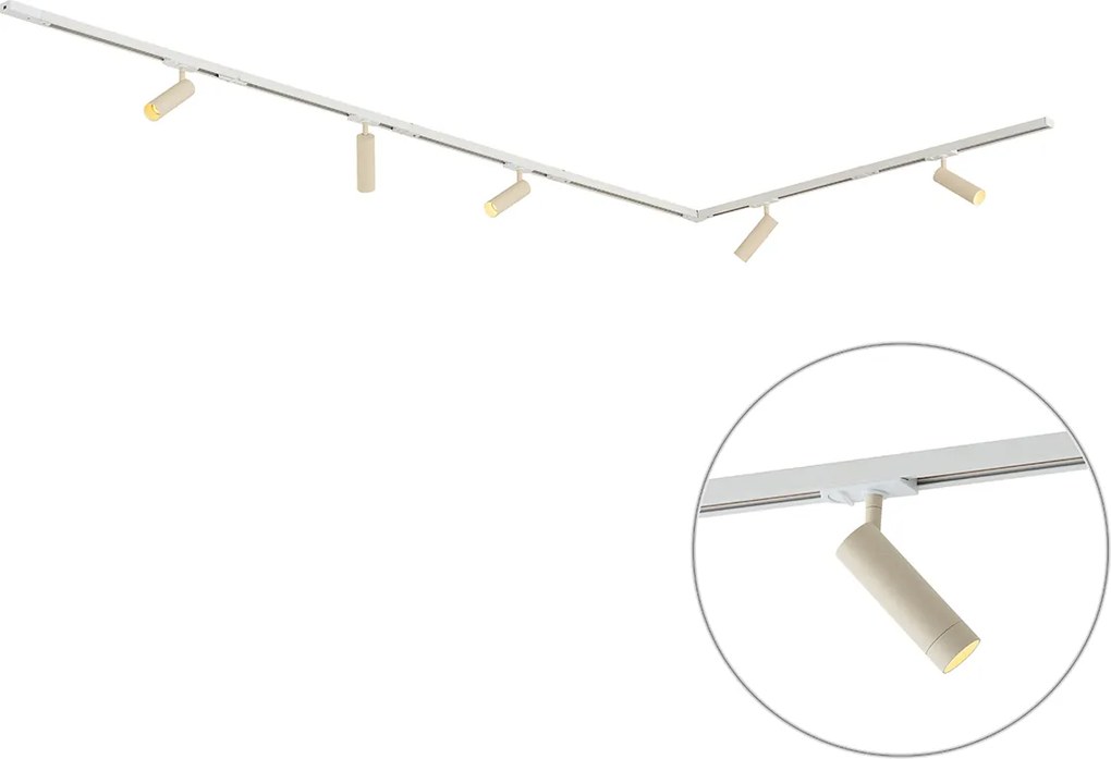Moderní kolejnicový systém s 5 bodovými světly bílý s béžovou 1-fázový GU10 35mm - Iconic Jeana Luxe