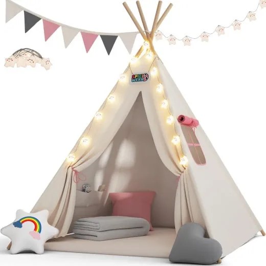 Deuba Dětský stan Teepee 160x130x130 cm - růžový